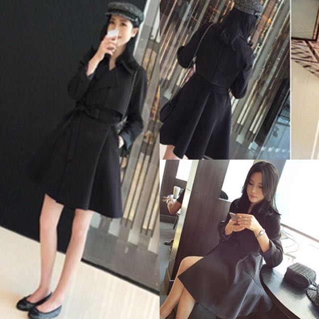 BLACK BUTTON COAT, Women's Fashion, Coats, Jackets and Outerwear on ...