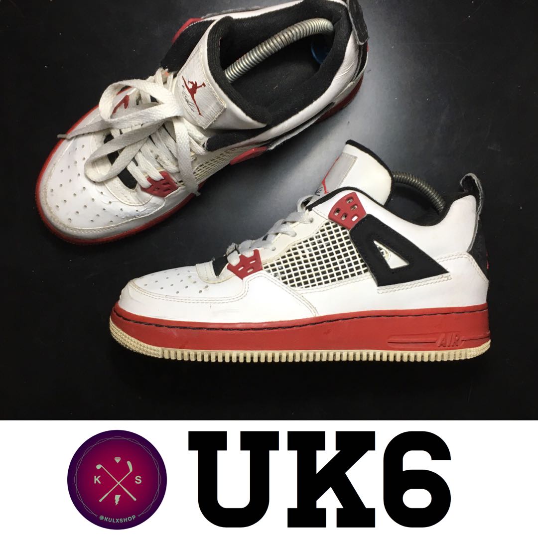 Air Jordan Force IV (AJF 4) White|Varsity Red|Black, Women's Fashion ...