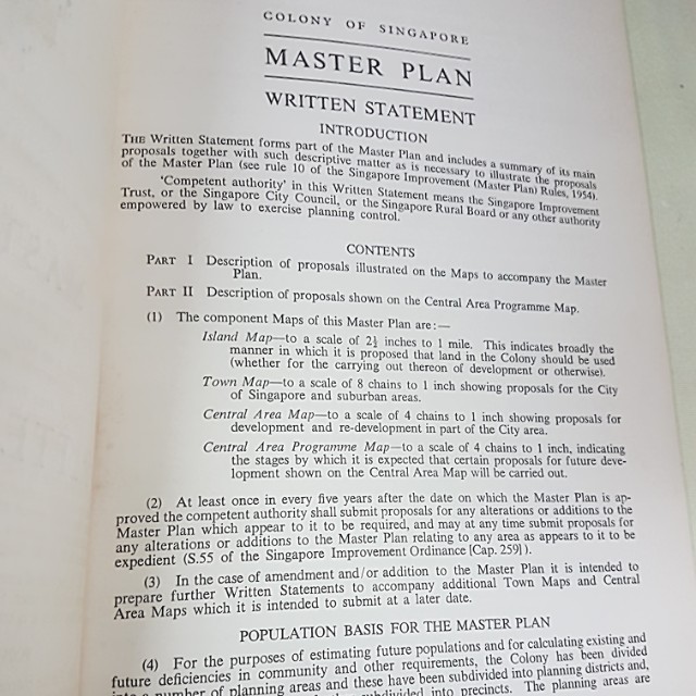 April 1958 colony of Singapore master plan written statement, Hobbies & Toys, Memorabilia ...