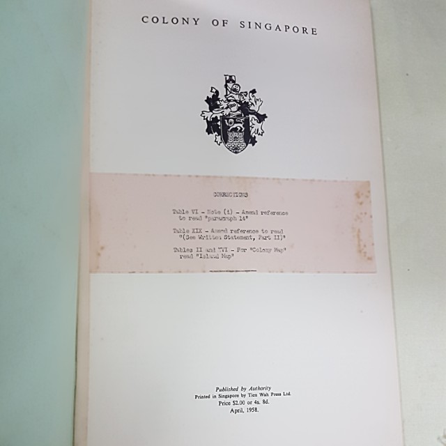 April 1958 colony of Singapore master plan written statement, Hobbies & Toys, Memorabilia ...