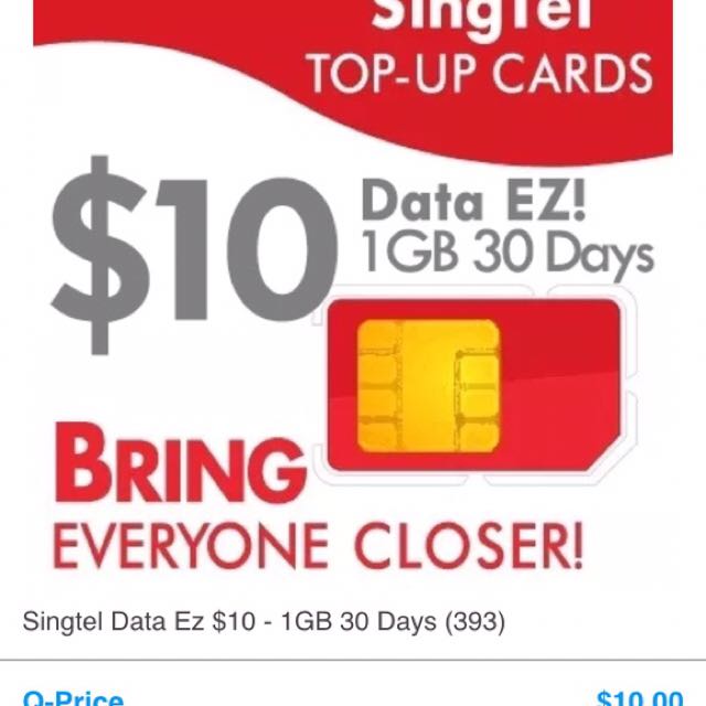Singtel $10 data plan top up, Tickets & Vouchers, Vouchers on Carousell