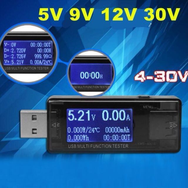 Multifunction 4-30V Digital LCD display USB Power Bank Charger Capacity ...