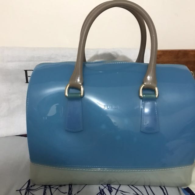 Furla Candy Bag Blue and White, Luxury, Bags & Wallets on Carousell