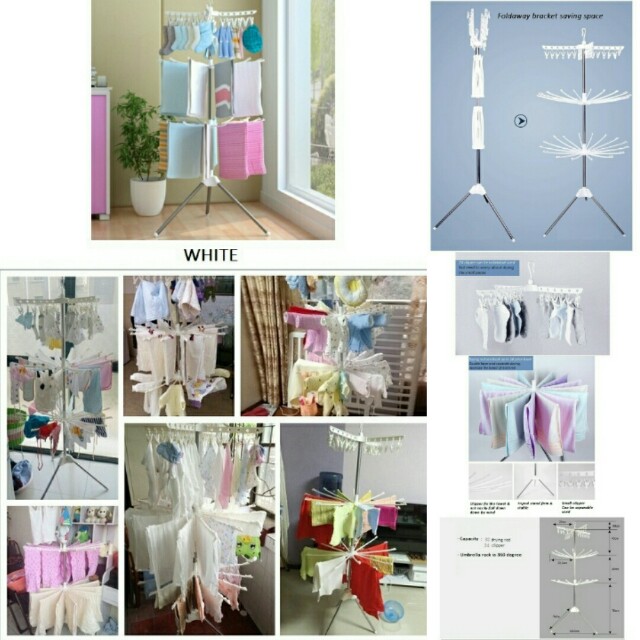 Multifunctional 3 Tiers Foldable Cloth Drying Rack and Hanger ...