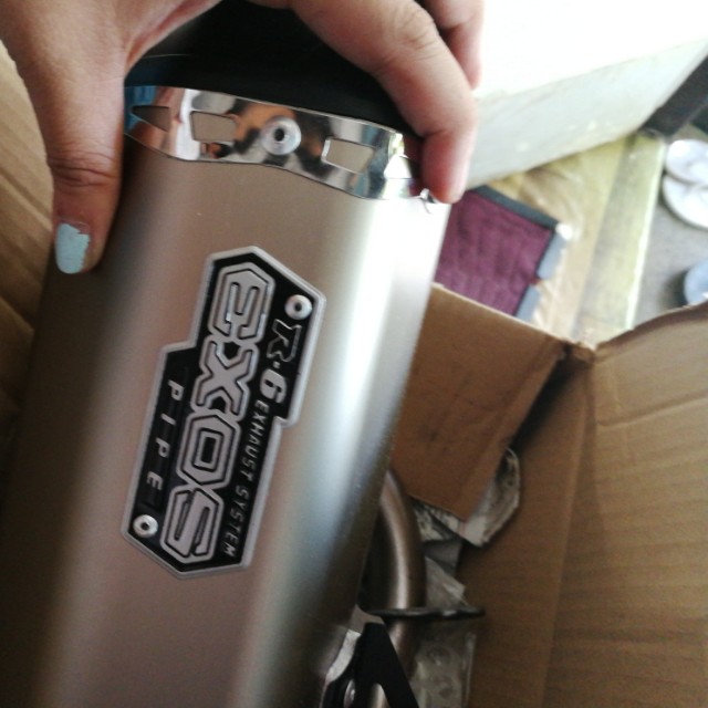 EXOS R6 Silencer w/ stainless pipe, Car Parts & Accessories on Carousell
