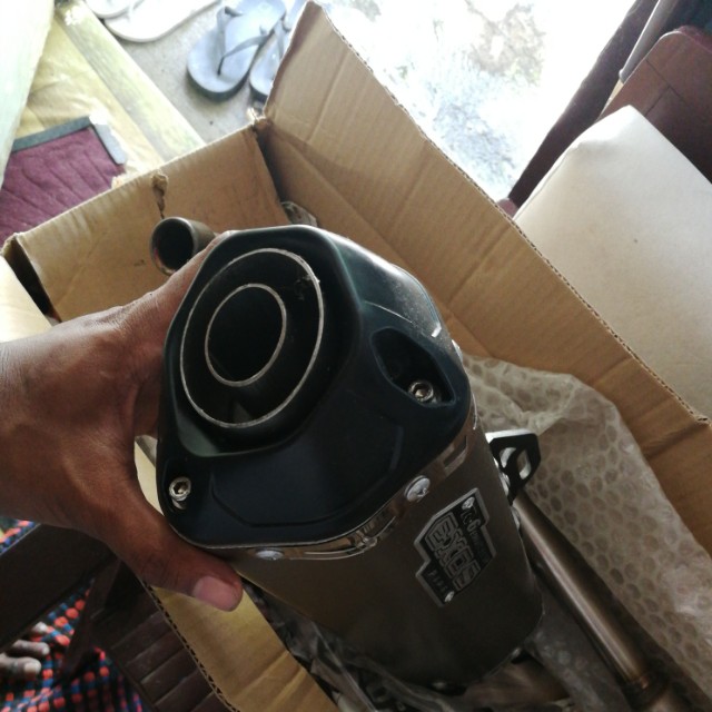 EXOS R6 Silencer w/ stainless pipe, Car Parts & Accessories on Carousell