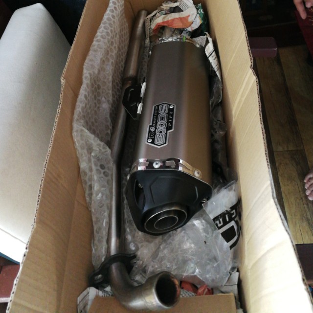 EXOS R6 Silencer w/ stainless pipe, Car Parts & Accessories on Carousell