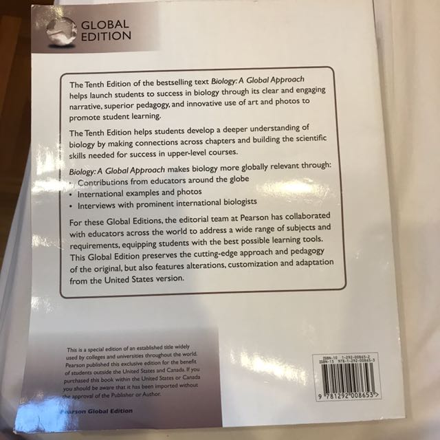 Biology A Global Approach Pearson Global Edition Tenth Edition, Hobbies ...