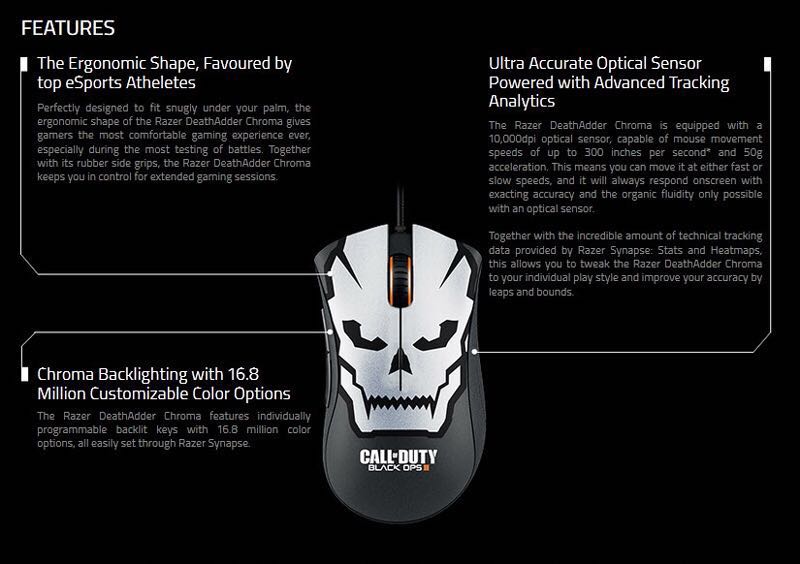 Razer DeathAdder Chroma Call of Duty: Black Ops III Edition, Computers ...