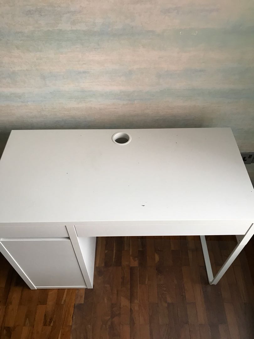 Study Table, IKEA- Micky, White, Furniture & Home Living, Furniture ...