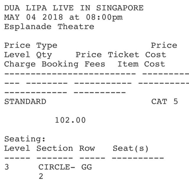 1 x Dua Lipa "SELF-TITLED TOUR" Ticket, Tickets & Vouchers, Event ...