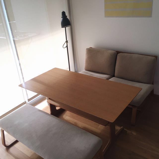 PRICE REDUCED Muji Oak Wood Living Dining Set, Furniture & Home Living ...