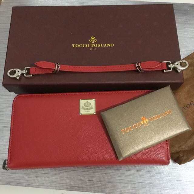 Tocco Toscano Red Leather Wallet Tiara Crown Logo Long Zip Around ...