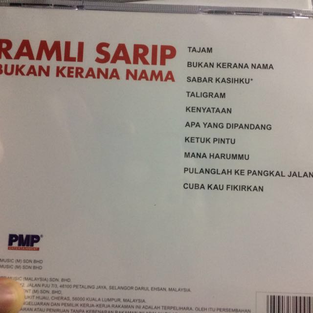 Ramli Sarip - Bukan Kerana Nama, Hobbies & Toys, Music & Media, CDs & DVDs on Carousell