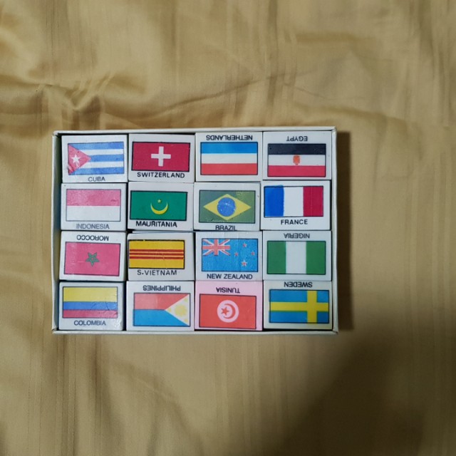 Flag country erasers 48 pieces in a box (vintage), Hobbies & Toys ...