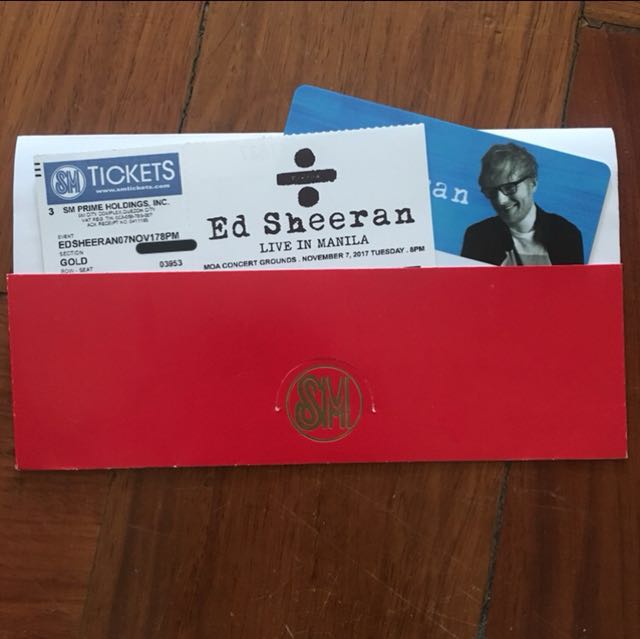 Gold Ed Sheeran ticket, Tickets & Vouchers, Event Tickets on Carousell