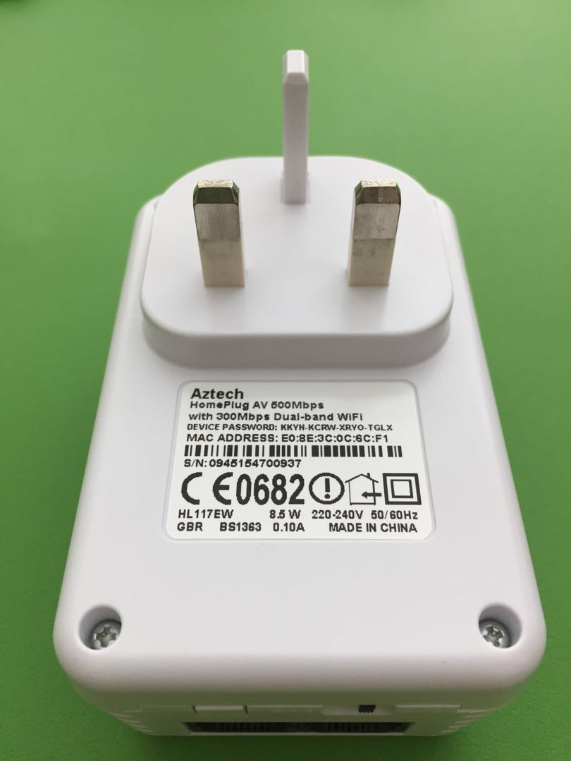 HL117EW Aztech HomePlug AV 500Mbps Ethernet Adapter with 300Mbps ...