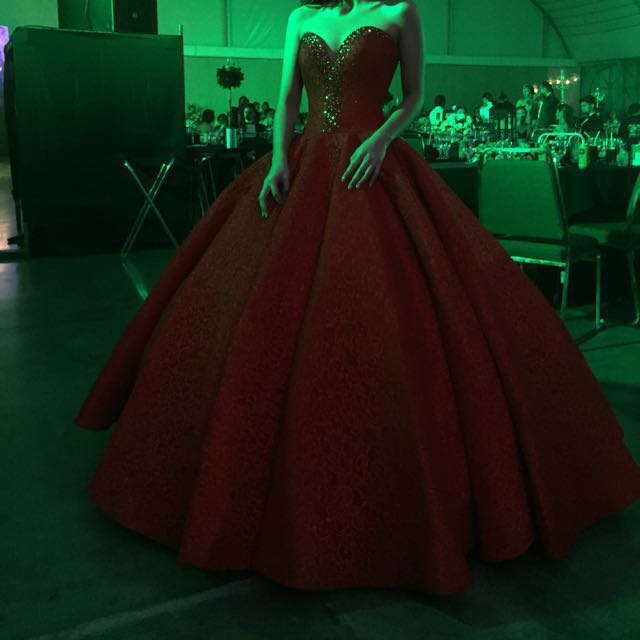 JULIA BARRETTO MICHAEL CINCO INSPIRED Red Ballgown for Prom Debut ...