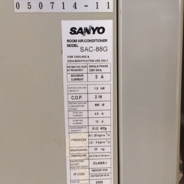 SANYO Casement Aircon, TV & Home Appliances, Air Conditioners & Heating on Carousell
