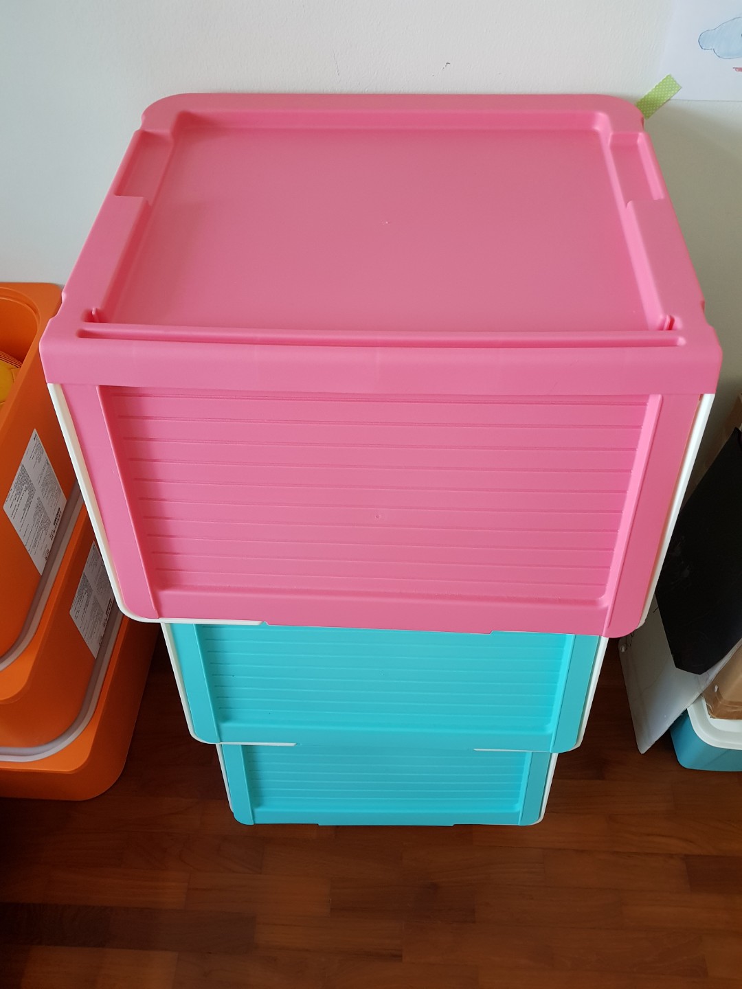 Stackable Storage Boxes With Sliding Doors, Furniture & Home Living ...