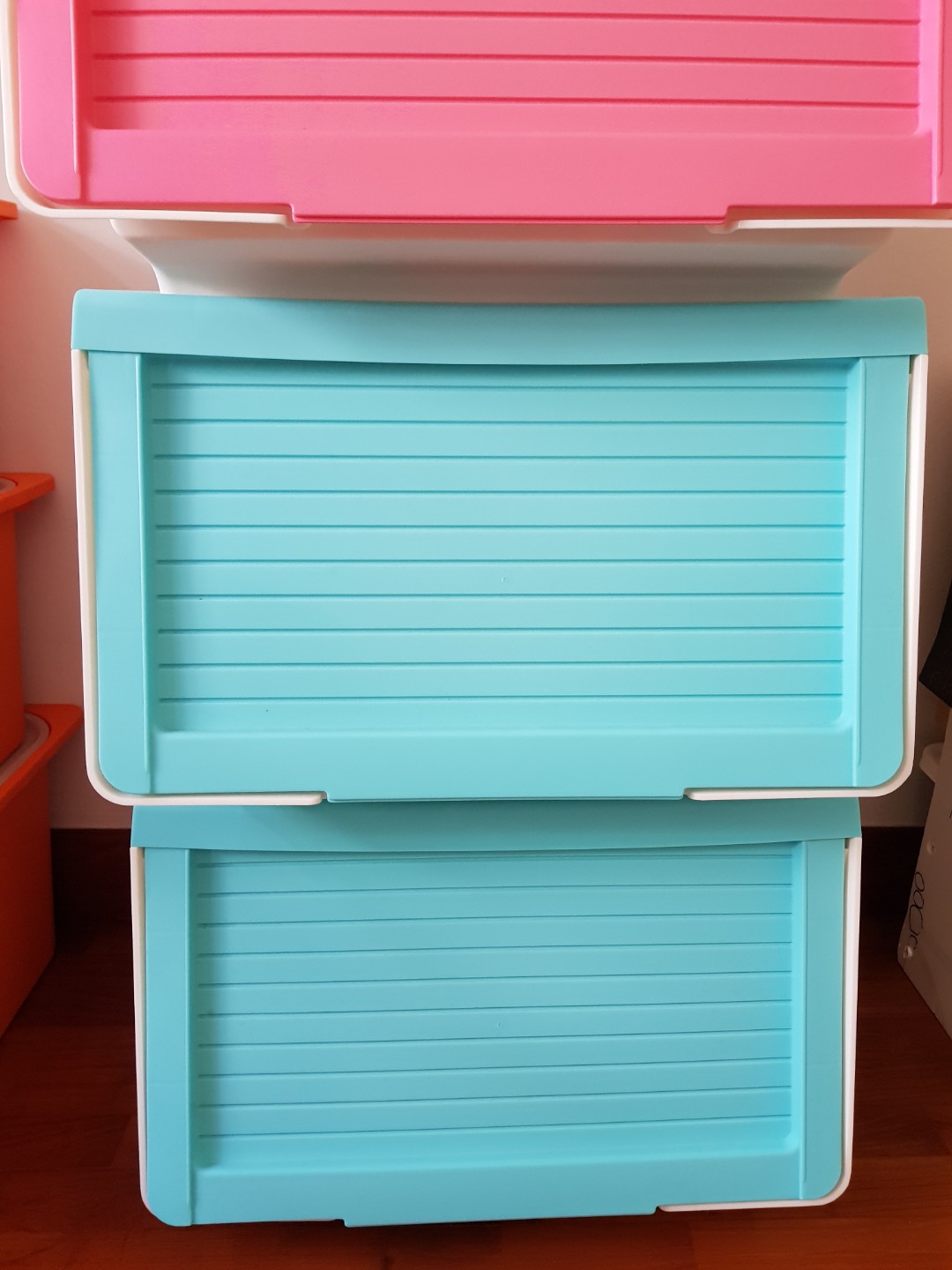 Stackable Storage Boxes With Sliding Doors, Furniture & Home Living ...