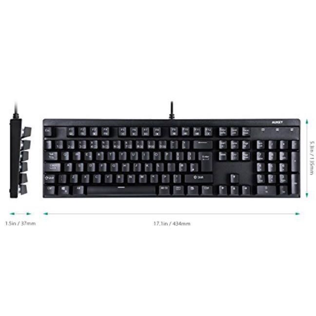 AUKEY 105-Key Mechanical Keyboard LED Backlit Gaming Keyboard with Blue ...