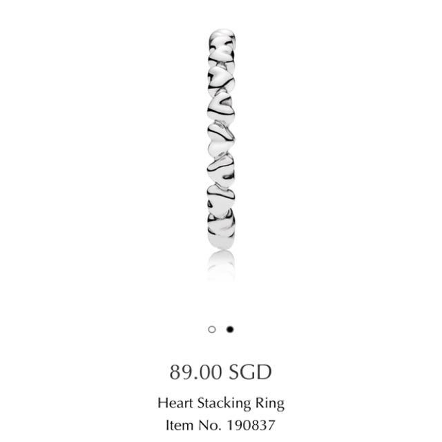 Pandora Heart Stacking Ring, Women's Fashion, Jewelry & Organisers ...