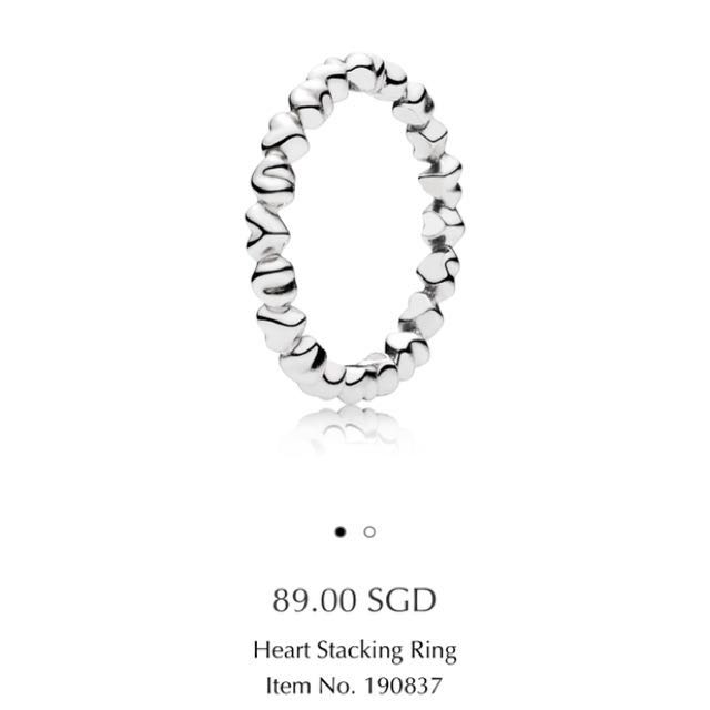 Pandora Heart Stacking Ring, Women's Fashion, Jewelry & Organisers ...