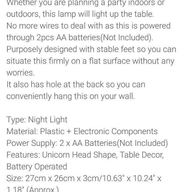 Unicorn head Cute Tumblr Typo LED Table Night Lamp Light, Furniture ...