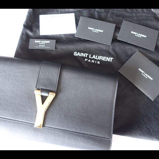 YSL Yves Saint Laurent Y Ligne Signature Logo Clutch Bag, Luxury, Bags ...