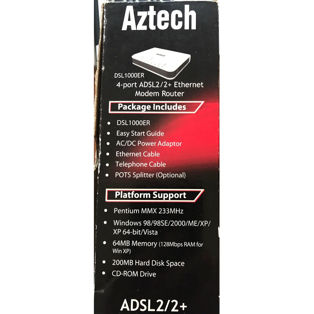 Aztech DSL1000ER - ADSL2/2+ 4 Port Ethernet Modem Router, Computers ...