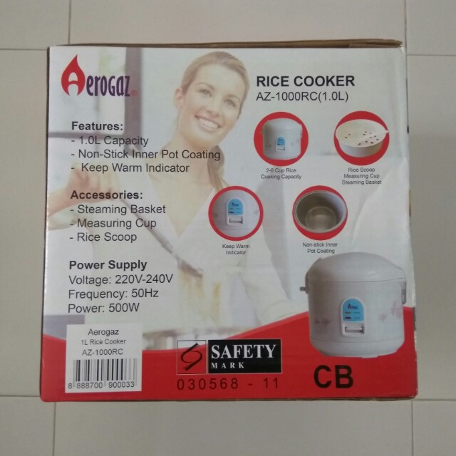 Aerogaz 1.0L Rice Cooker AZ-1000RC, TV & Home Appliances, Kitchen ...