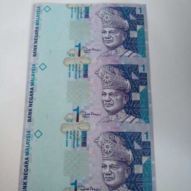 Malaysia uncut banknote RM1 (With Cover), Hobbies & Toys, Collectibles ...