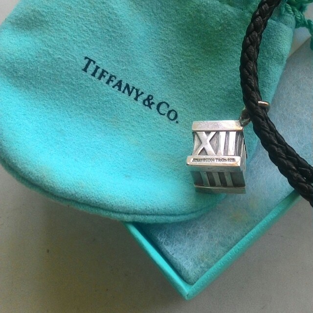 ORIGINAL Tiffany & Co. Men leather Necklace with sterling silver CUBE ...