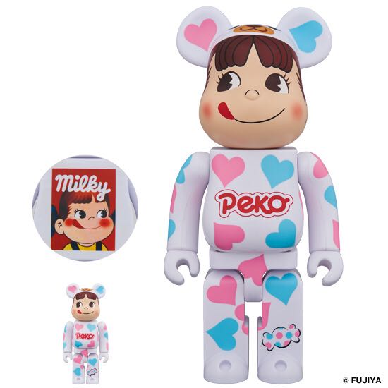 Peko Heart Bearbrick 牛奶妹 心心 400% 100% Be@rbrick 1000% supreme, 興趣及遊戲 ...