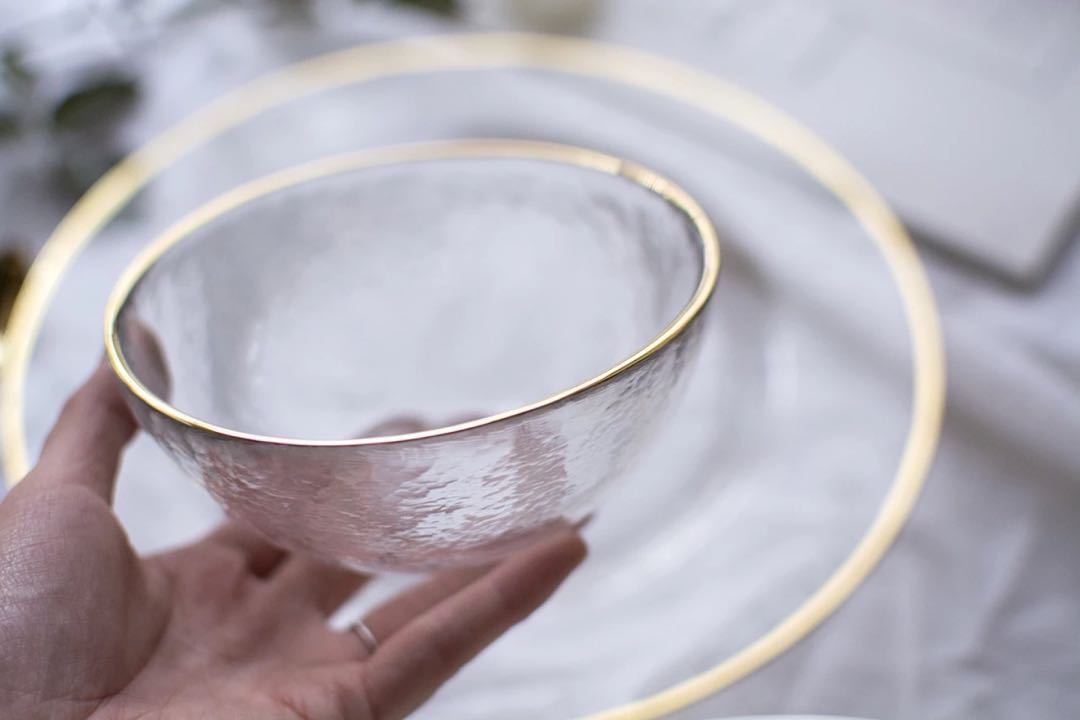 PO Transparent Glass Plates with Gold Trimmings, TV & Home Appliances ...