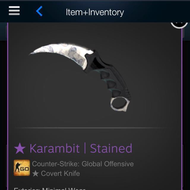 CSGO Karambit Stained Minimal Wear, Video Gaming, Gaming Accessories ...