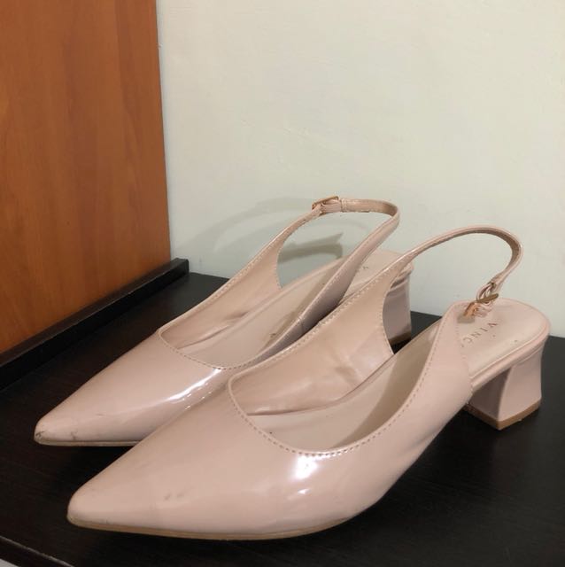 Vincci court heels platform mules nude patent size 7, Fesyen Wanita ...