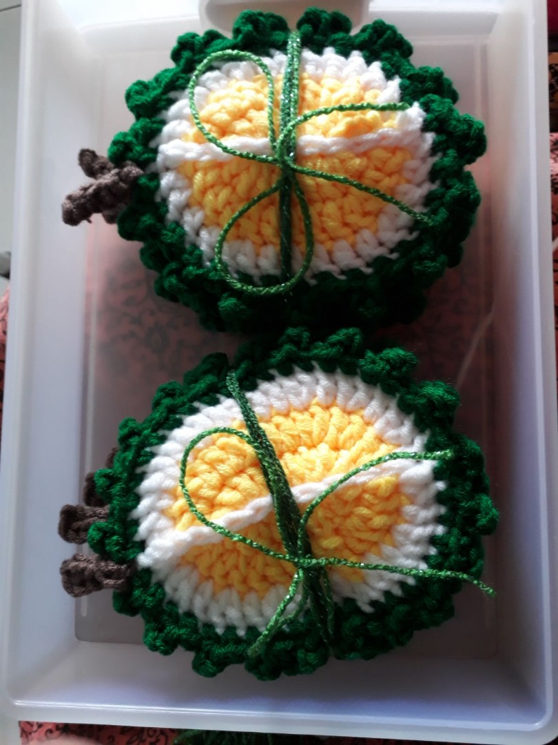 Durian crochet coasters, Hobbies & Toys, Stationery & Craft, Handmade ...