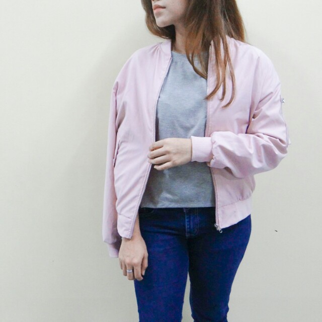 MINISO PINK BOMBER JACKET, Women's Fashion, Coats, Jackets and ...