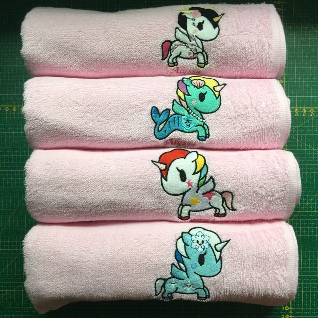 Customised Kids and adult bath towel with tokidoki embroidery, Babies ...