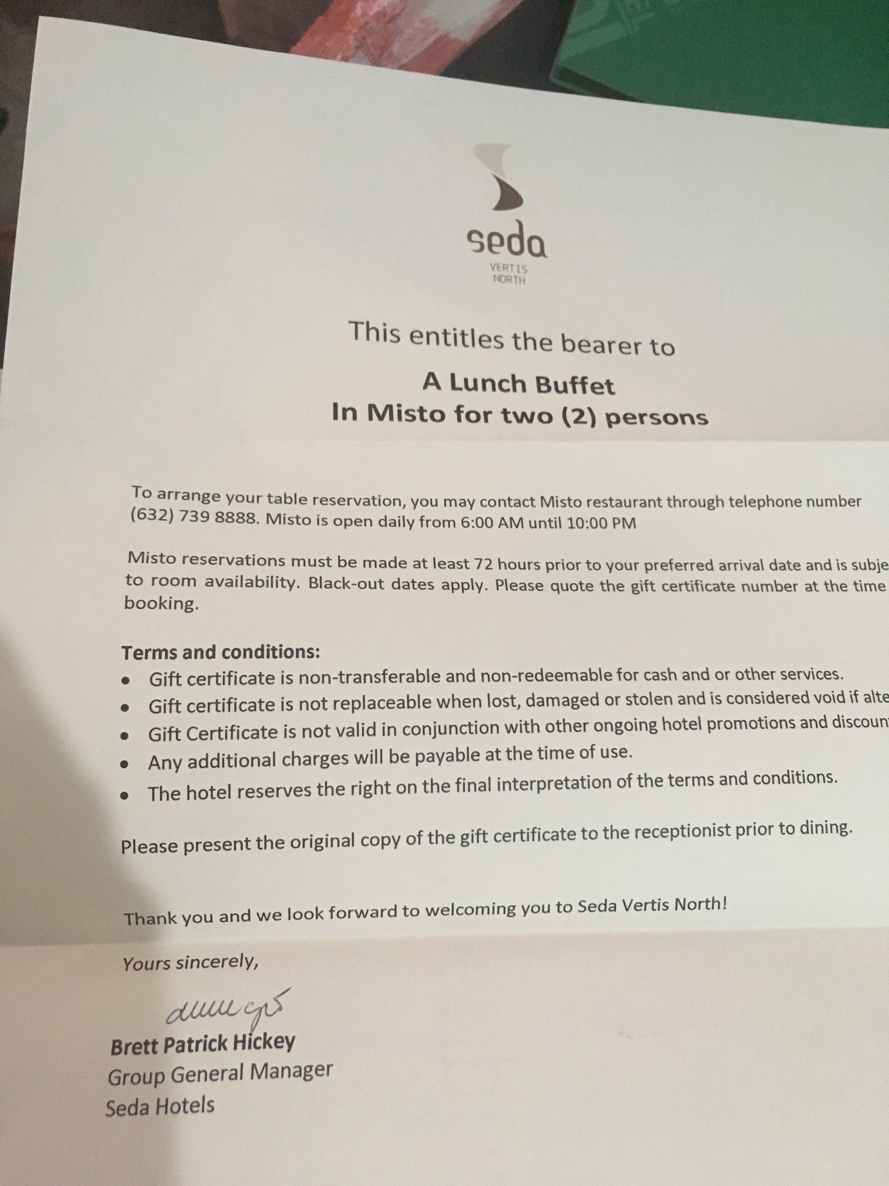 Seda QC Misto Cafe buffet lunch for two, Tickets & Vouchers, Store ...