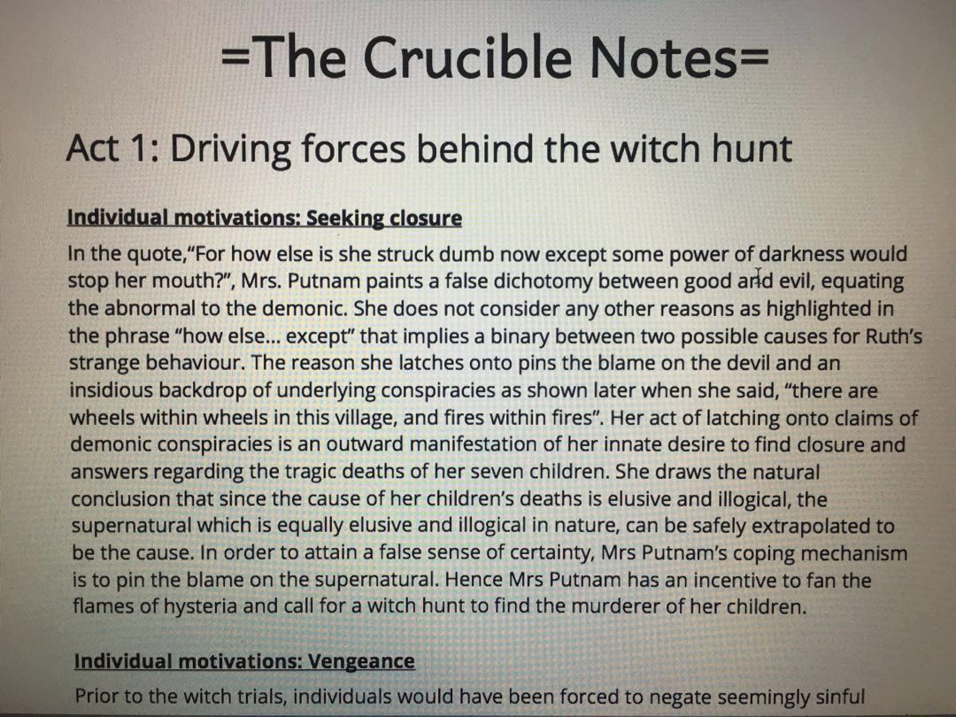 The Crucible Literature Notes, Hobbies & Toys, Books & Magazines ...