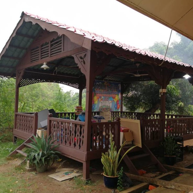 Gazebo Kayu Wakaf, Furniture & Home Living, Gardening, Garden Soil ...