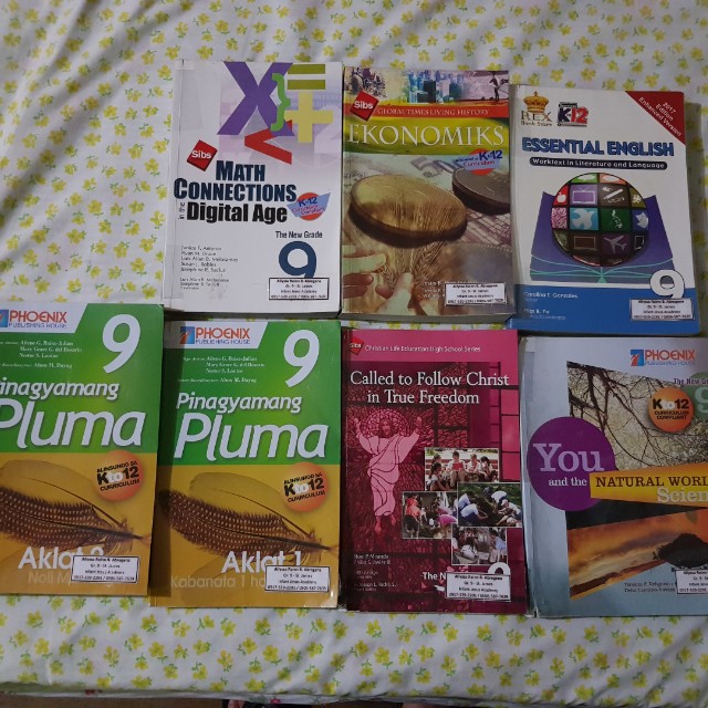 Grade 9 Books Ekonomiks Math Pluma Aklat 1 & 2 English Science and CLE ...