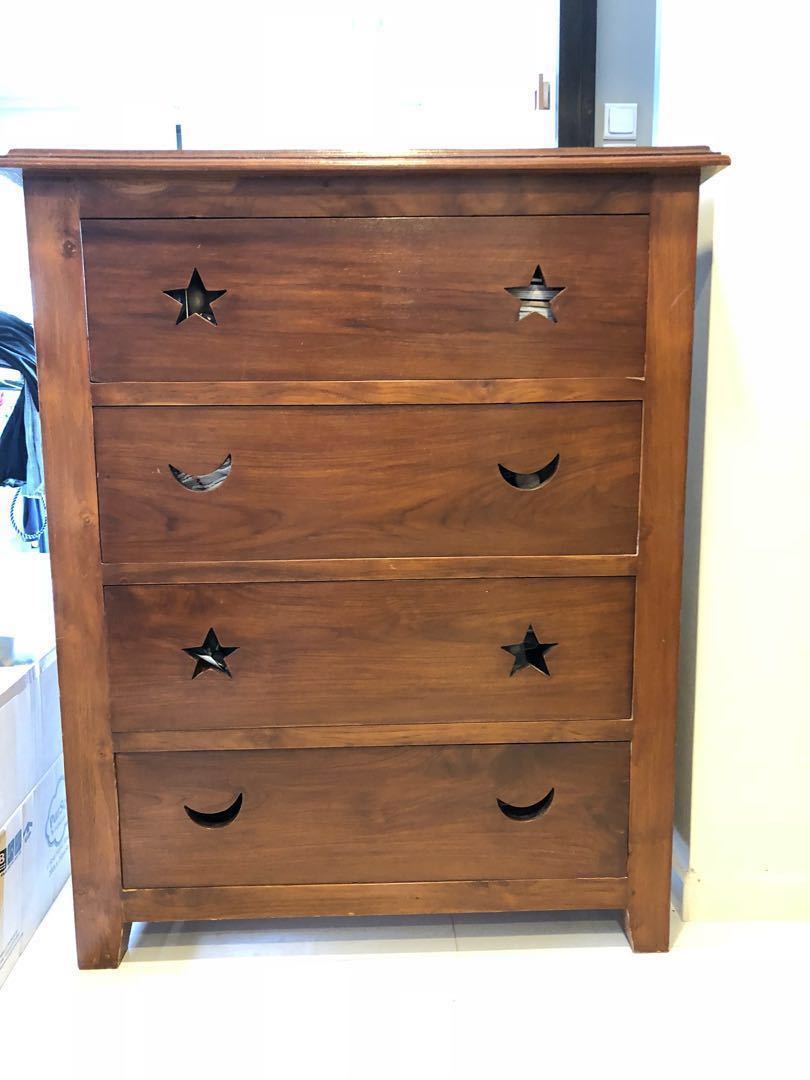 Solid teak wood chest drawers, Furniture & Home Living, Furniture ...