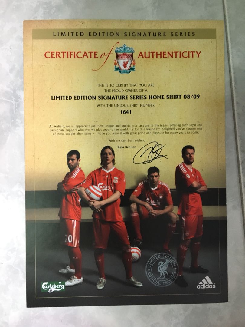 Limited Edition Signature Series Liverpool FC Home Shirt 08/09, Sports ...