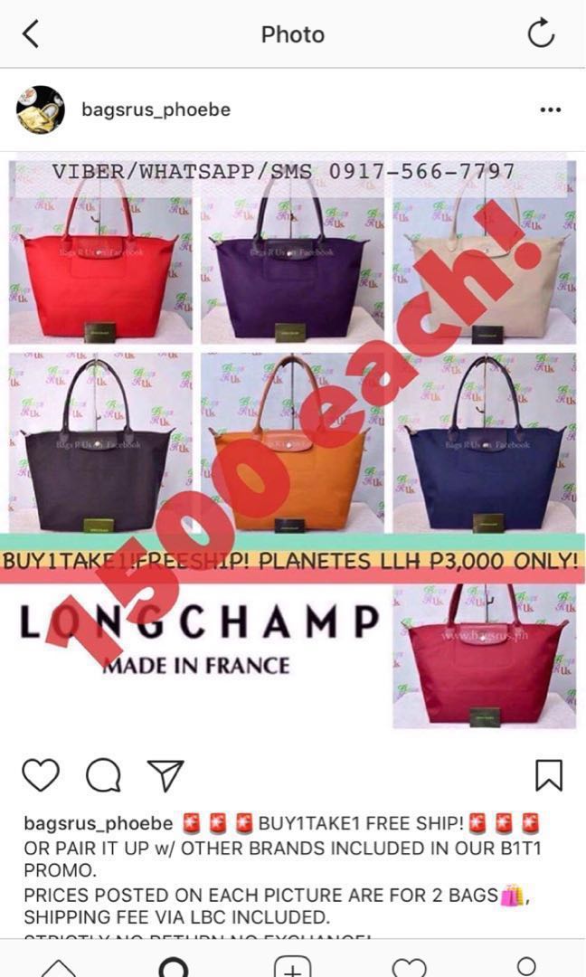 Longchamp Planetes long handle- red on Carousell