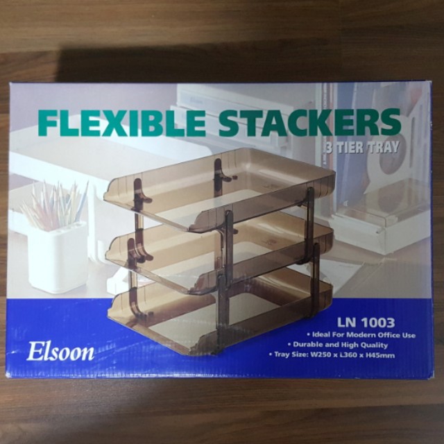 Elsoon Flexible Stackers 3 Tier Document Tray, Hobbies & Toys, Books ...