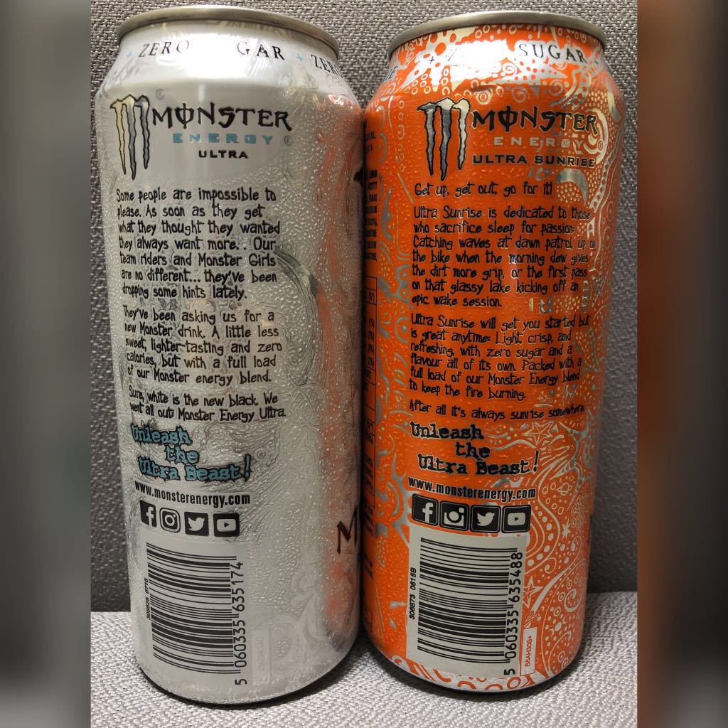 WHITE & ORANGE SUNRISE Monster Ultra Zero Energy Drink Christian Guzman ...